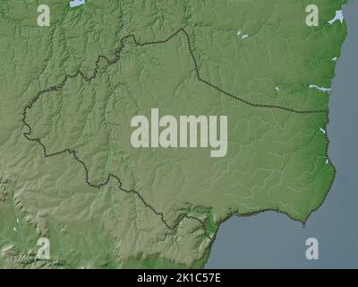 Dobrich, province of Bulgaria. Colored elevation map with lakes and ...