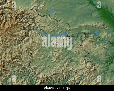 Kardzhali, province of Bulgaria. Colored elevation map with lakes and ...