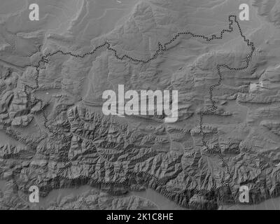 Lovech, province of Bulgaria. Grayscale elevation map with lakes and ...