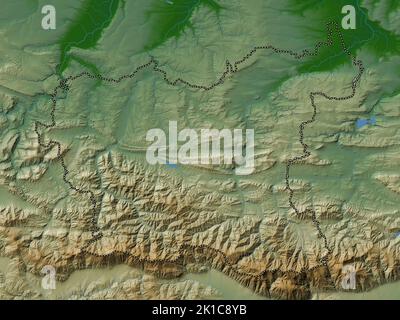 Lovech, province of Bulgaria. Colored elevation map with lakes and ...