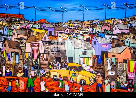 Colourful paintings, Greenmarket Square, probably the most famous flea ...