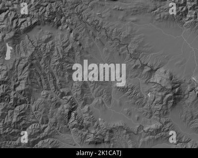 Pernik, province of Bulgaria. Grayscale elevation map with lakes and ...