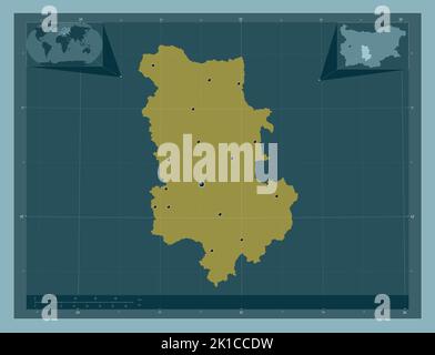 Plovdiv, province of Bulgaria. Solid color shape. Locations and names ...