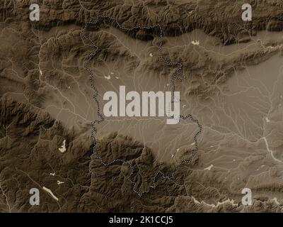 Plovdiv, province of Bulgaria. Colored elevation map with lakes and ...