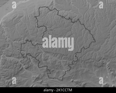 Razgrad, province of Bulgaria. Grayscale elevation map with lakes and ...