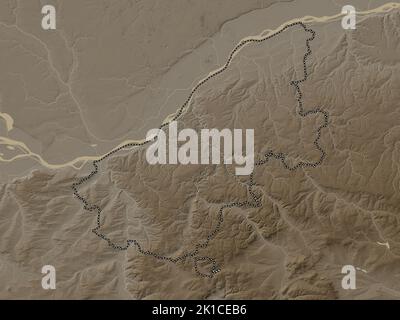 Ruse, province of Bulgaria. Colored elevation map with lakes and rivers ...