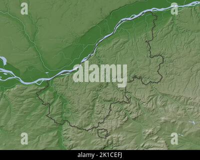Ruse, province of Bulgaria. Colored elevation map with lakes and rivers ...