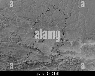 Shumen, province of Bulgaria. Grayscale elevation map with lakes and ...