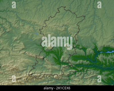 Shumen, province of Bulgaria. Colored elevation map with lakes and ...