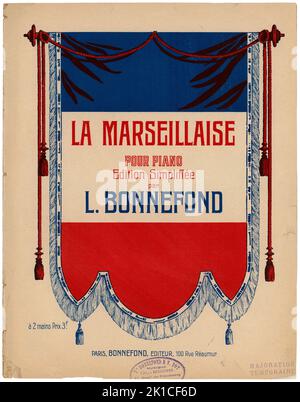 Partitura musical del himno republicano francés La Marsellesa. Año 1910 ...