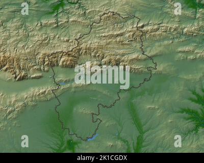 Sliven, province of Bulgaria. Elevation map colored in wiki style with ...