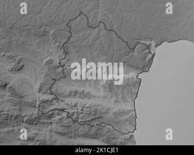 Varna, province of Bulgaria. Grayscale elevation map with lakes and ...