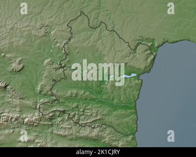 Varna, province of Bulgaria. Colored elevation map with lakes and ...