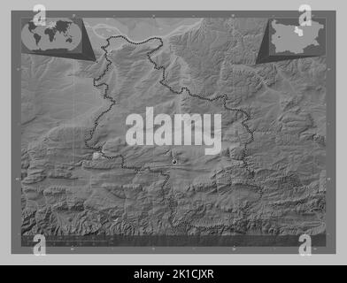 Veliko Tarnovo, province of Bulgaria. Grayscale elevation map with ...