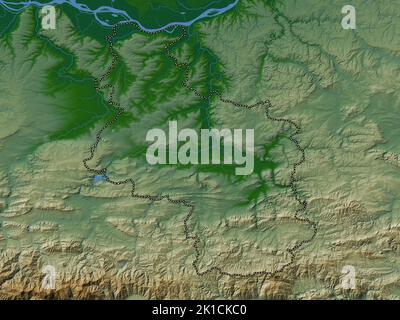 Veliko Tarnovo, province of Bulgaria. Colored elevation map with lakes ...