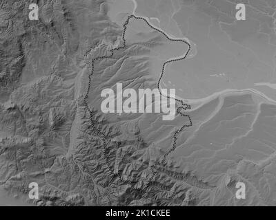 Vidin, province of Bulgaria. Grayscale elevation map with lakes and ...