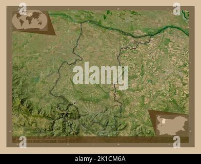 Vratsa, province of Bulgaria. Low resolution satellite map. Locations ...