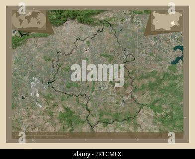 Yambol, province of Bulgaria. High resolution satellite map. Locations ...