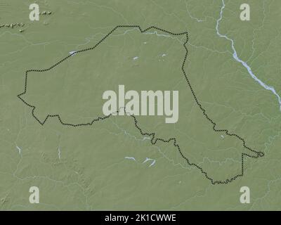 Sahel, region of Burkina Faso. Colored elevation map with lakes and ...