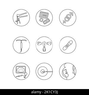 Pregnancy insemination contraception concept. Woman fertility icon set ...
