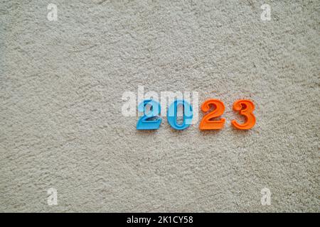 The word 2023 is placed in white fabric Stock Photo - Alamy