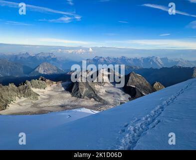 wonderful view of the glaciers from the grand combin. glaciated massif ...