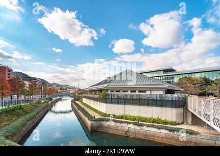 nagasaki, kyushu - december 12 2021: Close up on an information and map ...
