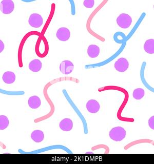 Polka dots and stripes ribbons seamless abstract markers pattern for ...