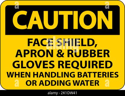 Caution When Handling Batteries Sign On White Background Stock Vector ...