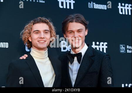 Zachary Nachbar-Seckel and Christopher Briney arrive at the premiere of Dalíland during the 2022 ...
