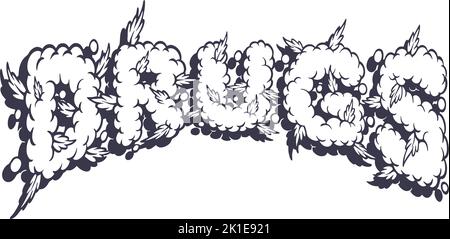 Lettering words drugs with smoke effect illustration vector ...