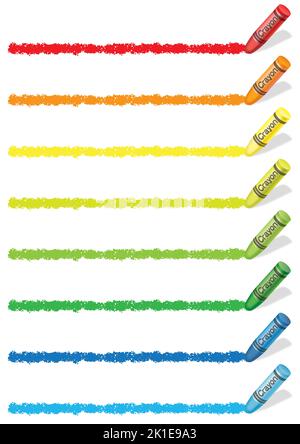 Set Of Colorful Crayon Doodle Borders Isolated On A White Background ...