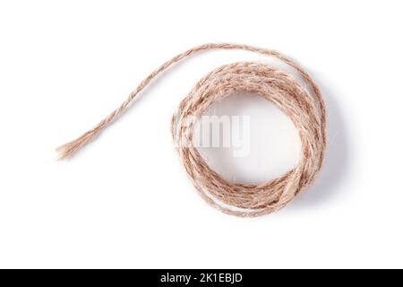 Piece of twisted hemp isolated on white background Stock Photo - Alamy