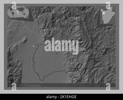Bubanza, province of Burundi. Grayscale elevation map with lakes and ...