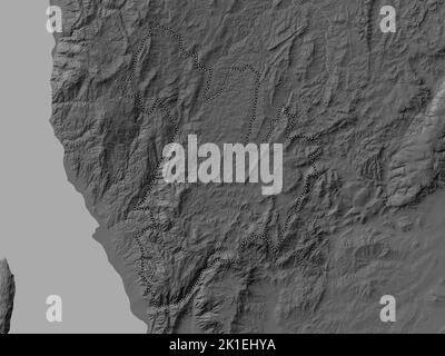 Bururi, province of Burundi. Grayscale elevation map with lakes and ...