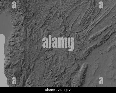 Gitega, province of Burundi. Elevation map colored in sepia tones with ...