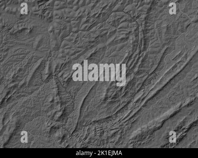Karuzi, province of Burundi. Grayscale elevation map with lakes and ...