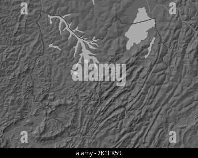 Kirundo, province of Burundi. Grayscale elevation map with lakes and ...