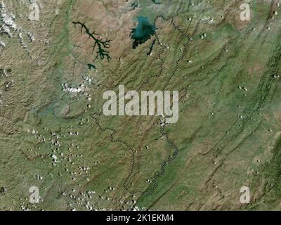 Muyinga, province of Burundi. High resolution satellite map. Corner ...
