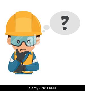 Thinking about Construction - A cartoon illustration of a man thinking ...