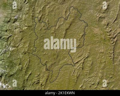 Mwaro, province of Burundi. Low resolution satellite map. Locations and ...