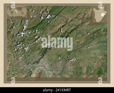 Ruyigi, province of Burundi. High resolution satellite map. Locations ...