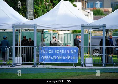 A police screening area on the Long Walk in Windsor as members of the ...