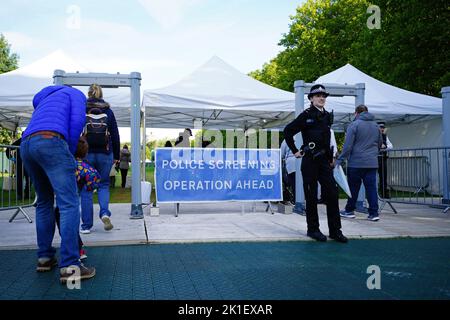 A police screening area on the Long Walk in Windsor as members of the ...