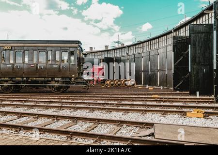 Old german railway roundhouse in Gniezno, Poland. Ruins, rust and decay ...