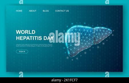 Liver polygonal symbol for promotion banner. Horizontal low poly poster ...