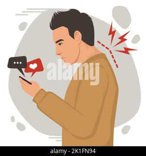 Phone using posture. Neck position, ergonomic infographic for people ...