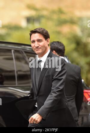 Prime Minister Justin Trudeau arrives for the closing news conference ...