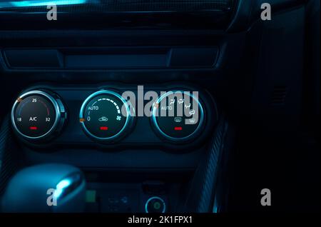 Climate control knob in modern car. Car air conditioner. Automobile air ...