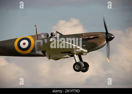 Supermarine spitfire plane Spitfire Mk IA flying, side view, Duxford ...
